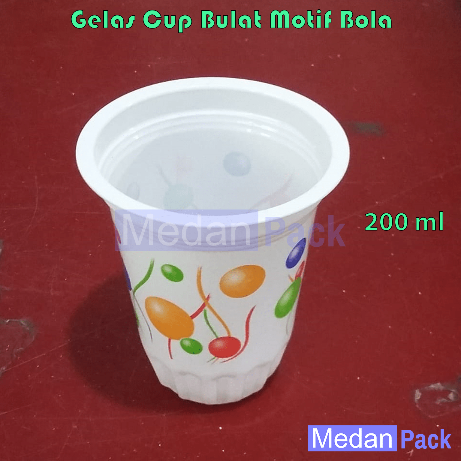 Gelas Cup Bulat Motif Bola 200 ml | Medan Pack