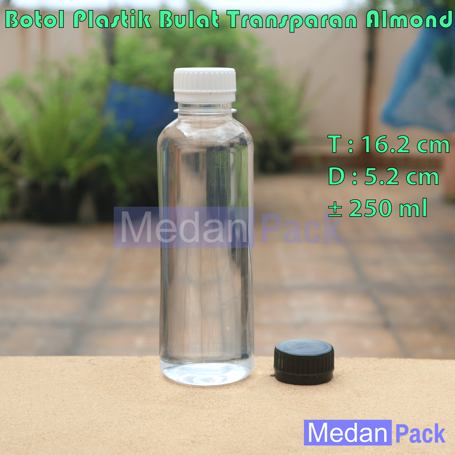 Botol Plastik Bulat Transparan Almond EL 250 ml | Medan Pack